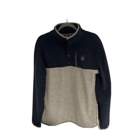 Spyder | Shirts | Nwt Spyder Mens Graynavy Fleece Pullover Medium Msrp ...